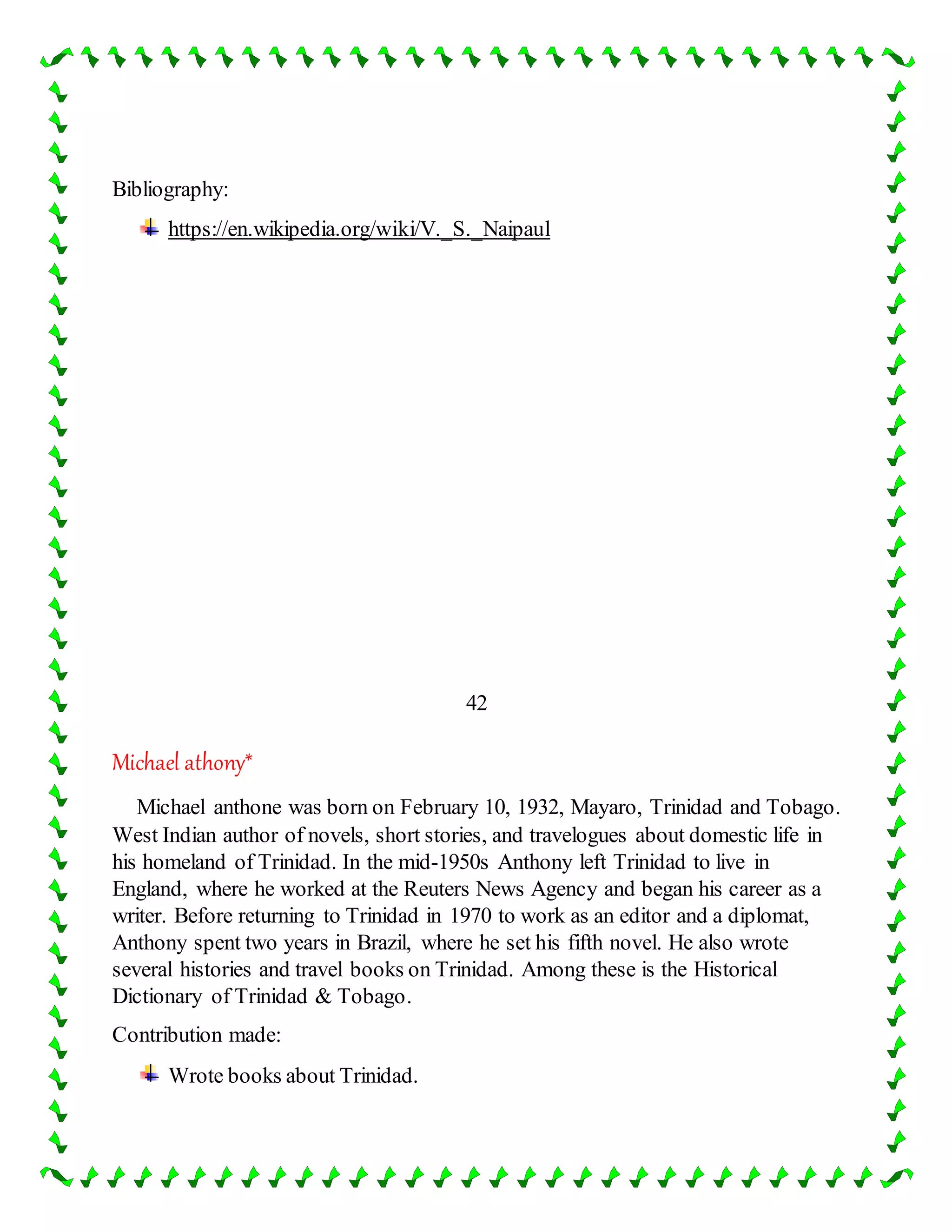 Our National Heroes/Icons Trinidad & Tobago | DOCX