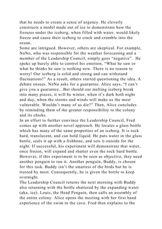 Our Iceberg Is MeltingOnce upon a time a colony of penguins w.docx