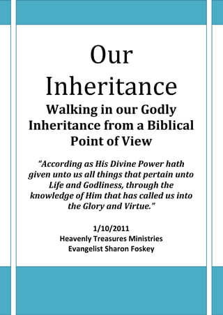 Our Godly Inheritance Evangelist Sharon Foskey | PDF
