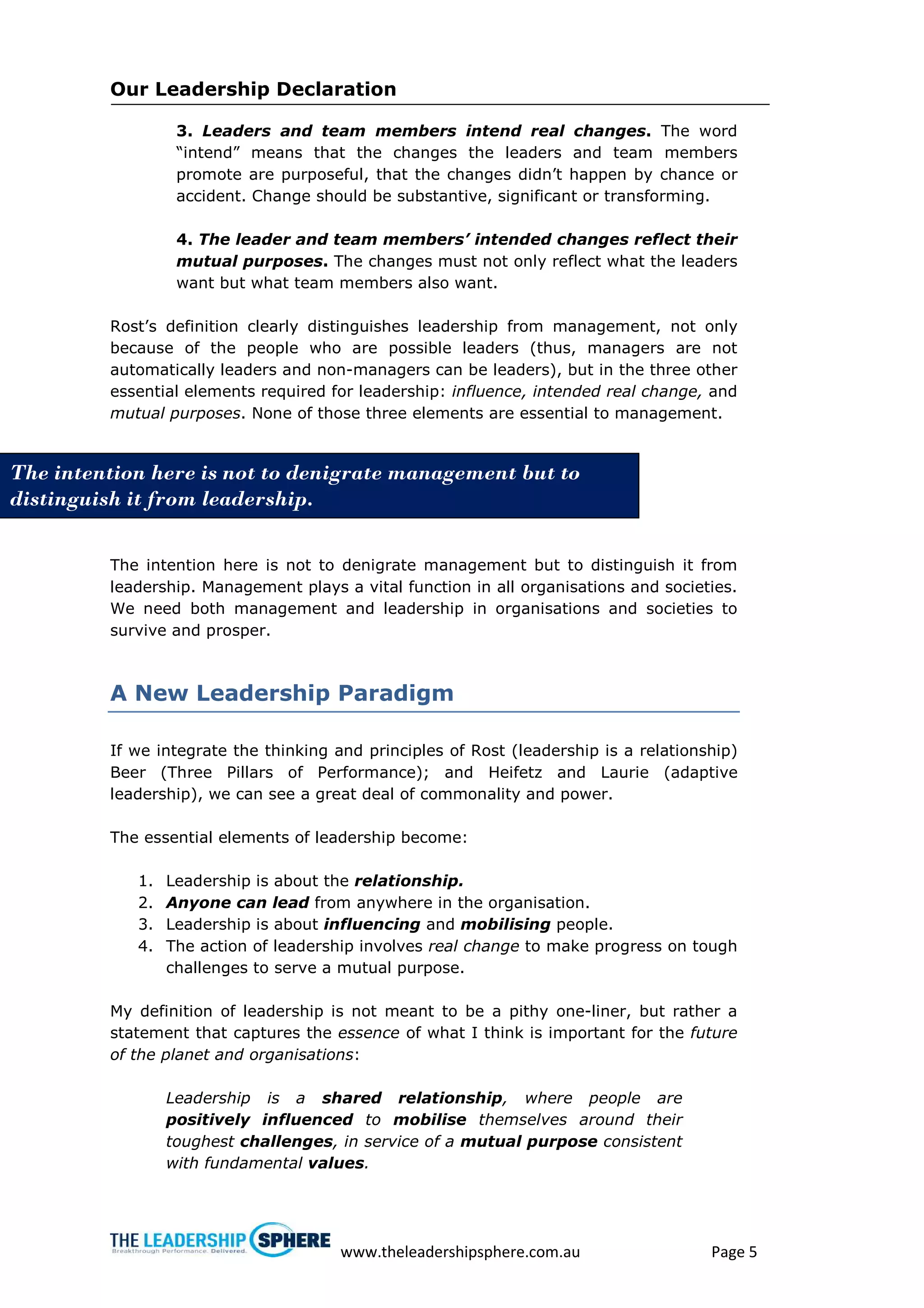 Our Leadership Declaration | PDF