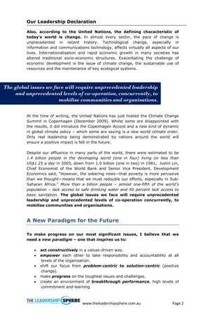 Our Leadership Declaration | PDF | Environment | Science
