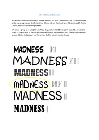Our Madness Font Research | DOCX
