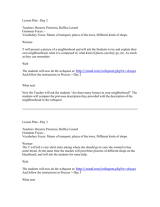 Assignment # 3 - Webquest - Our neighbourhood | DOC