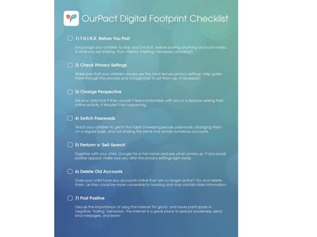 Our pact digital footprint checklist | PPTX