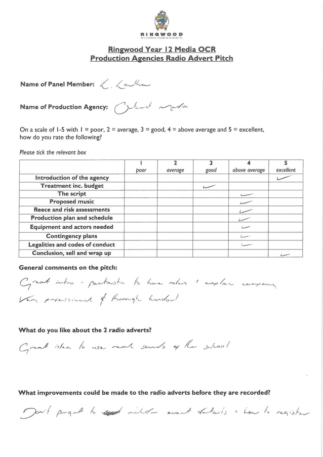 Our pitch panel feedback | PDF