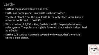 Our Planet Earth | PPTX