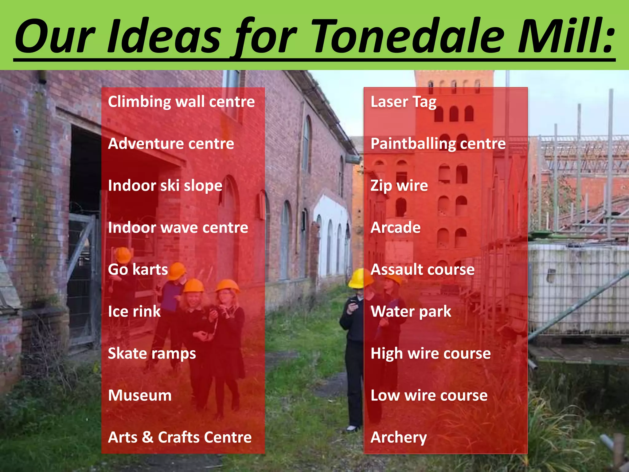 Our plan for tonedale mill | PPTX