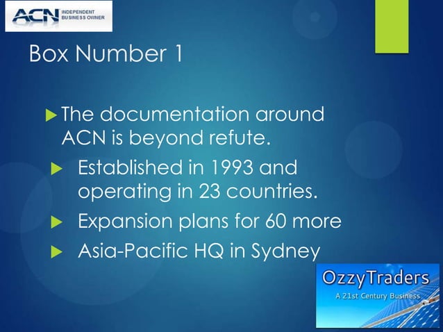 Ozzytraders ACN Business Opportunity Presentation | PPTX | Business | Business and Finance