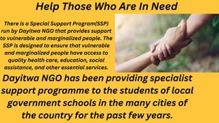 Dayitwa: Empowering Communities, Transforming Lives" Subtitle: "An NGO ...