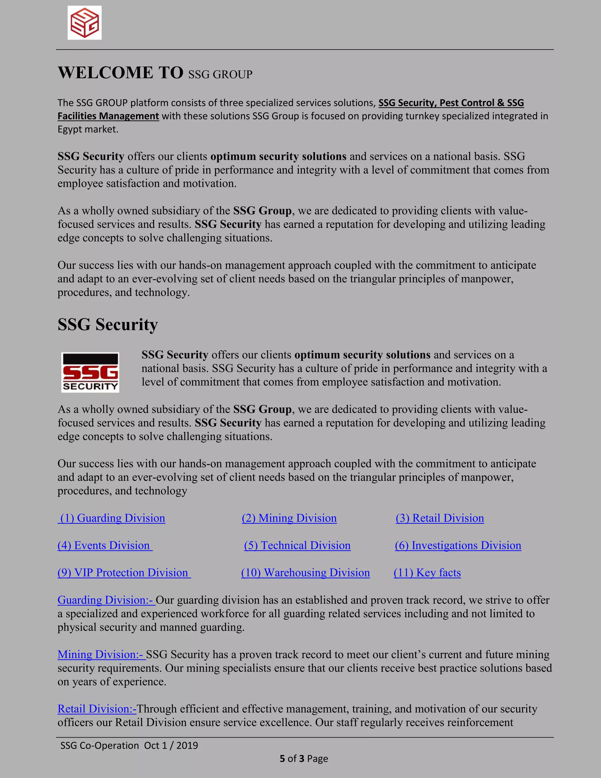 Our ssg corprate story 1 2019 | PDF