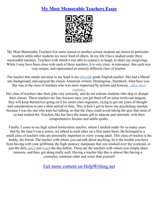 Our Teachers Essay | PDF