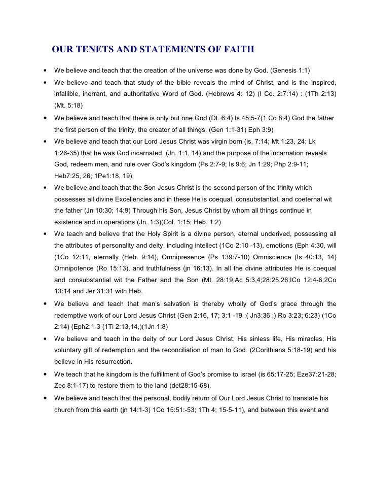 Our tenets and statements