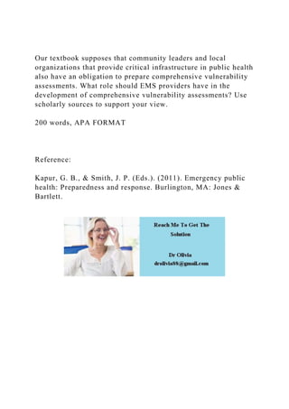 Our textbook supposes that community leaders and local organizatio.docx