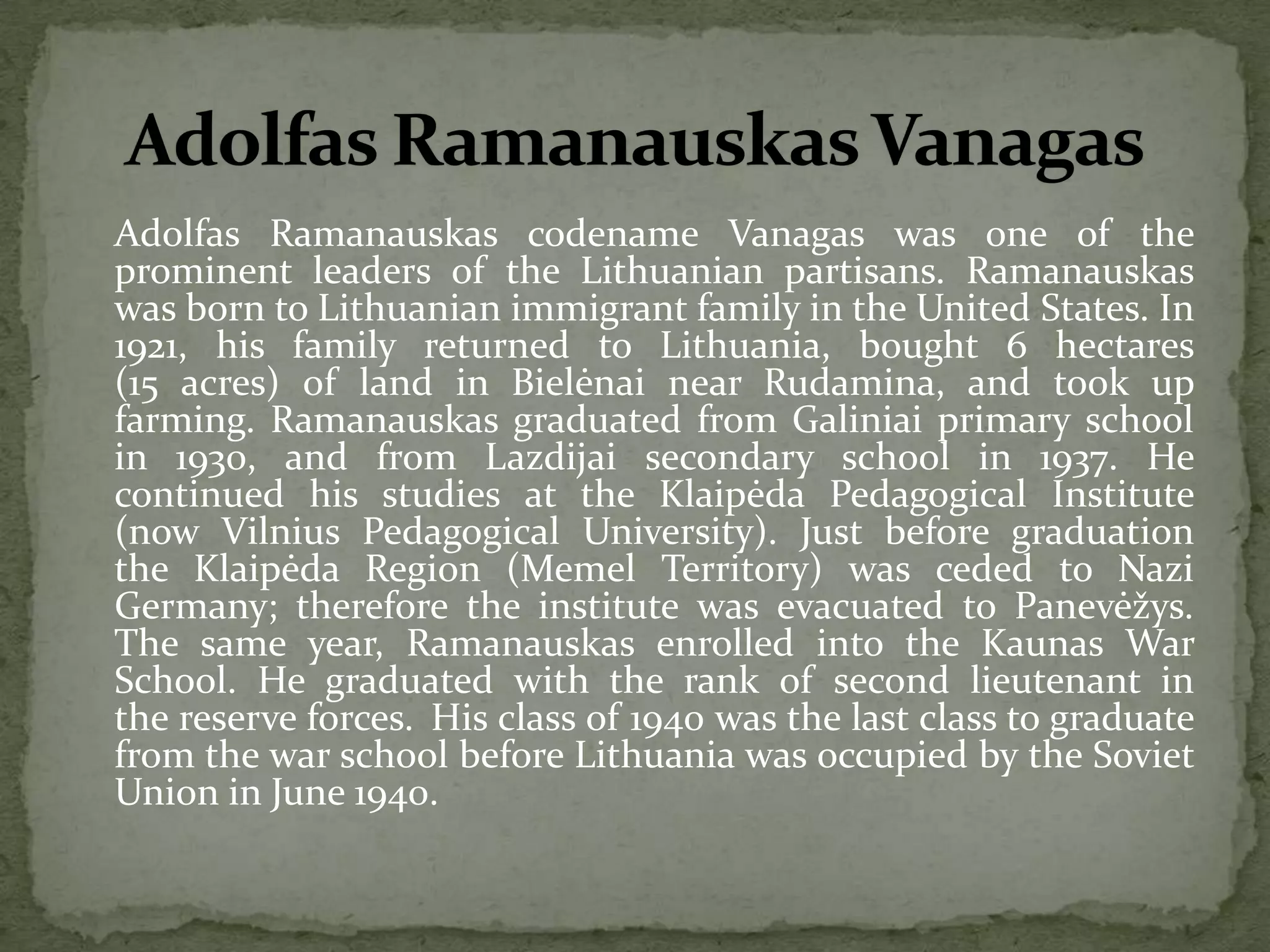 Lithuanian Partisan Leaders | PPTX