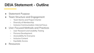 Our Website Redesign Project and the Creation of a DEIA statement | PPT