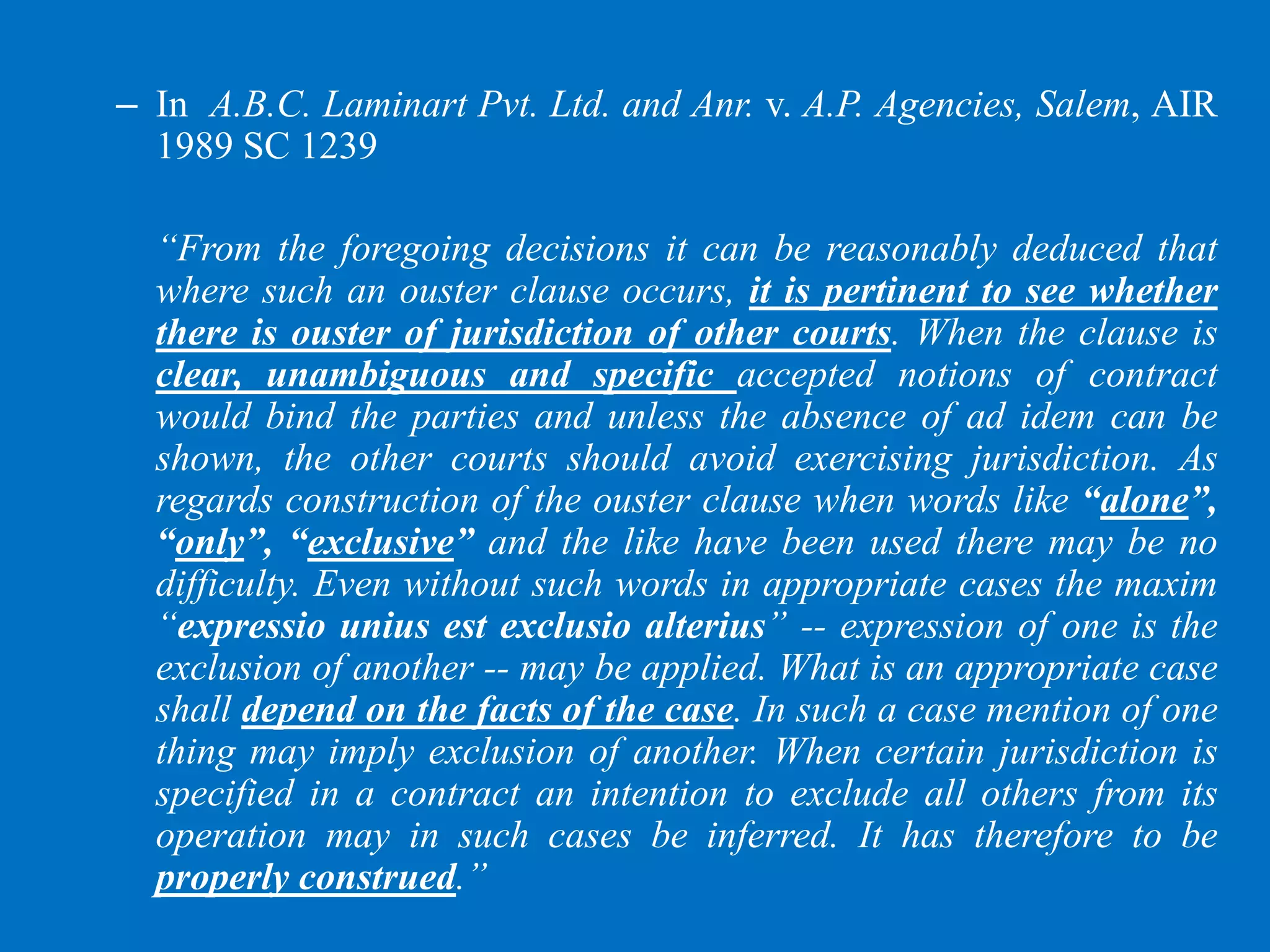Ouster clauses and jurisdiction of civil courts | PPTX