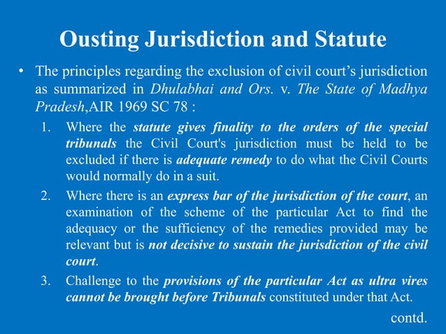 Ouster clauses and jurisdiction of civil courts | PPTX