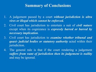 Ouster clauses and jurisdiction of civil courts | PPTX
