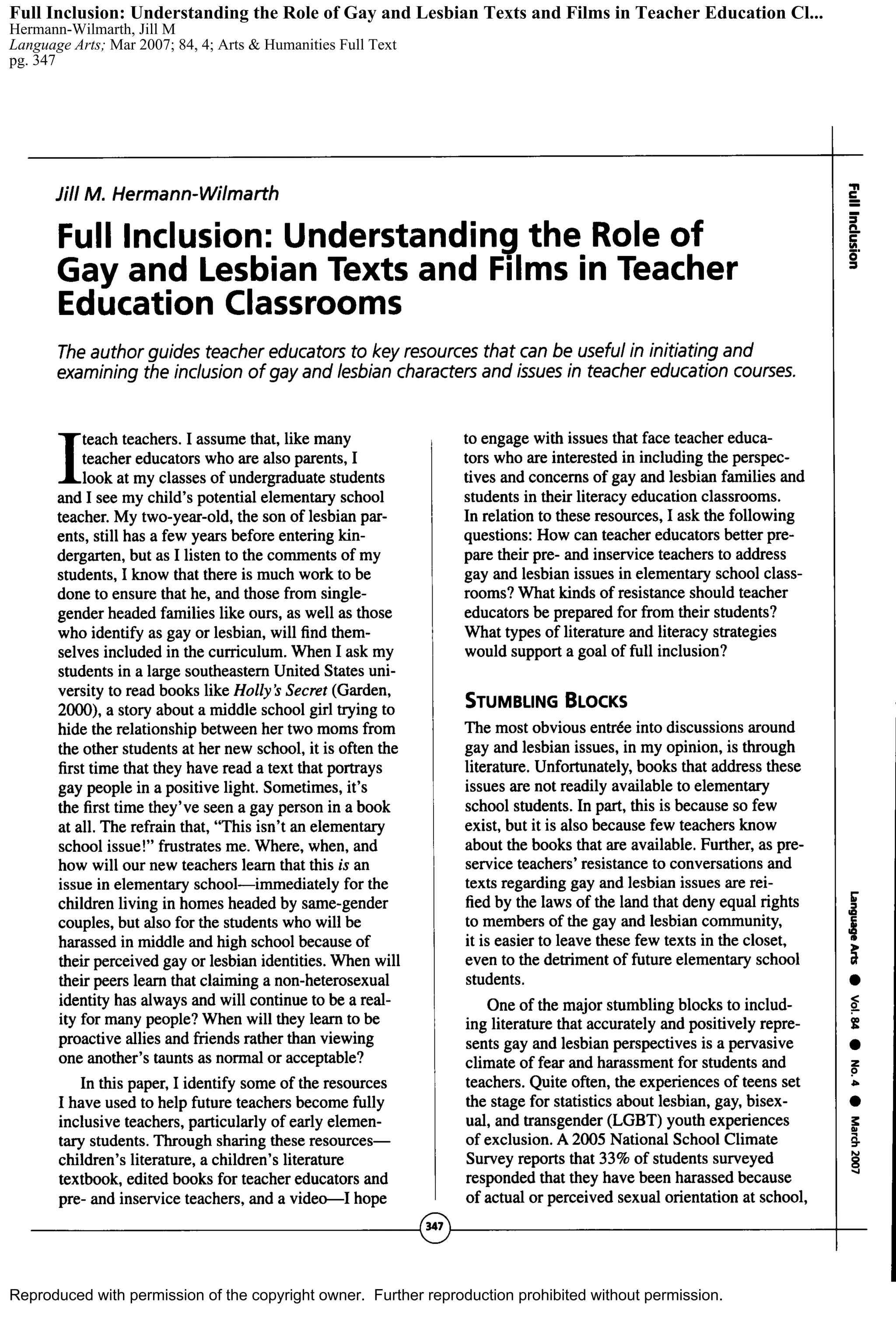 understanding the role of Gay & Lesbian texts & films in teacher ...