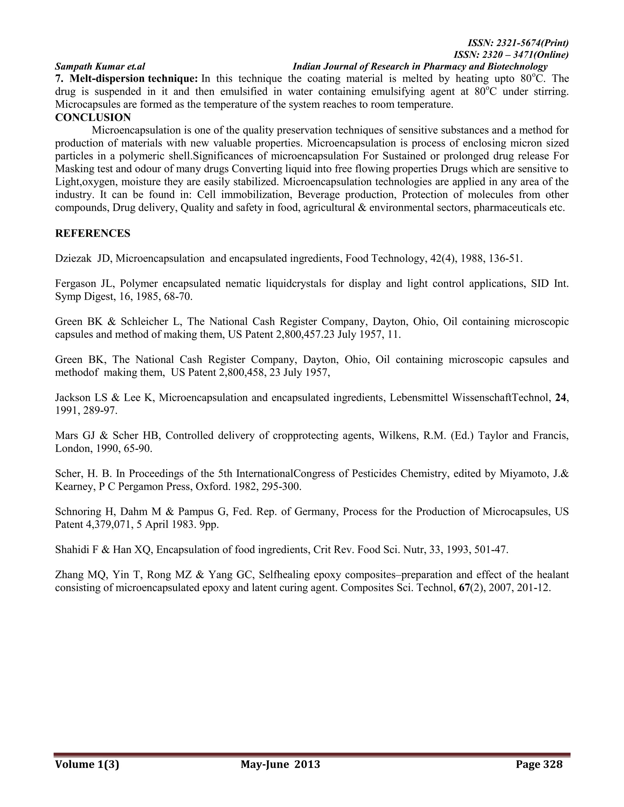 Microencapsulation Technology Pdf