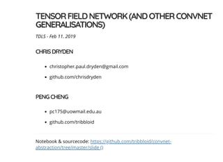 Tensor Field Network (and other ConvNet Generalisations) | PDF
