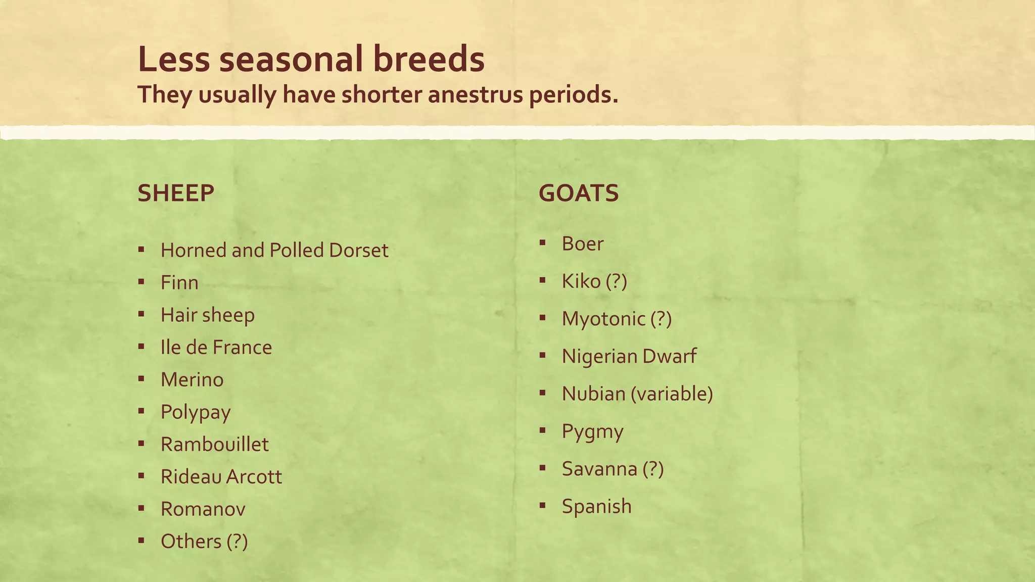Out of-season breeding and accelerated birthing | PPTX