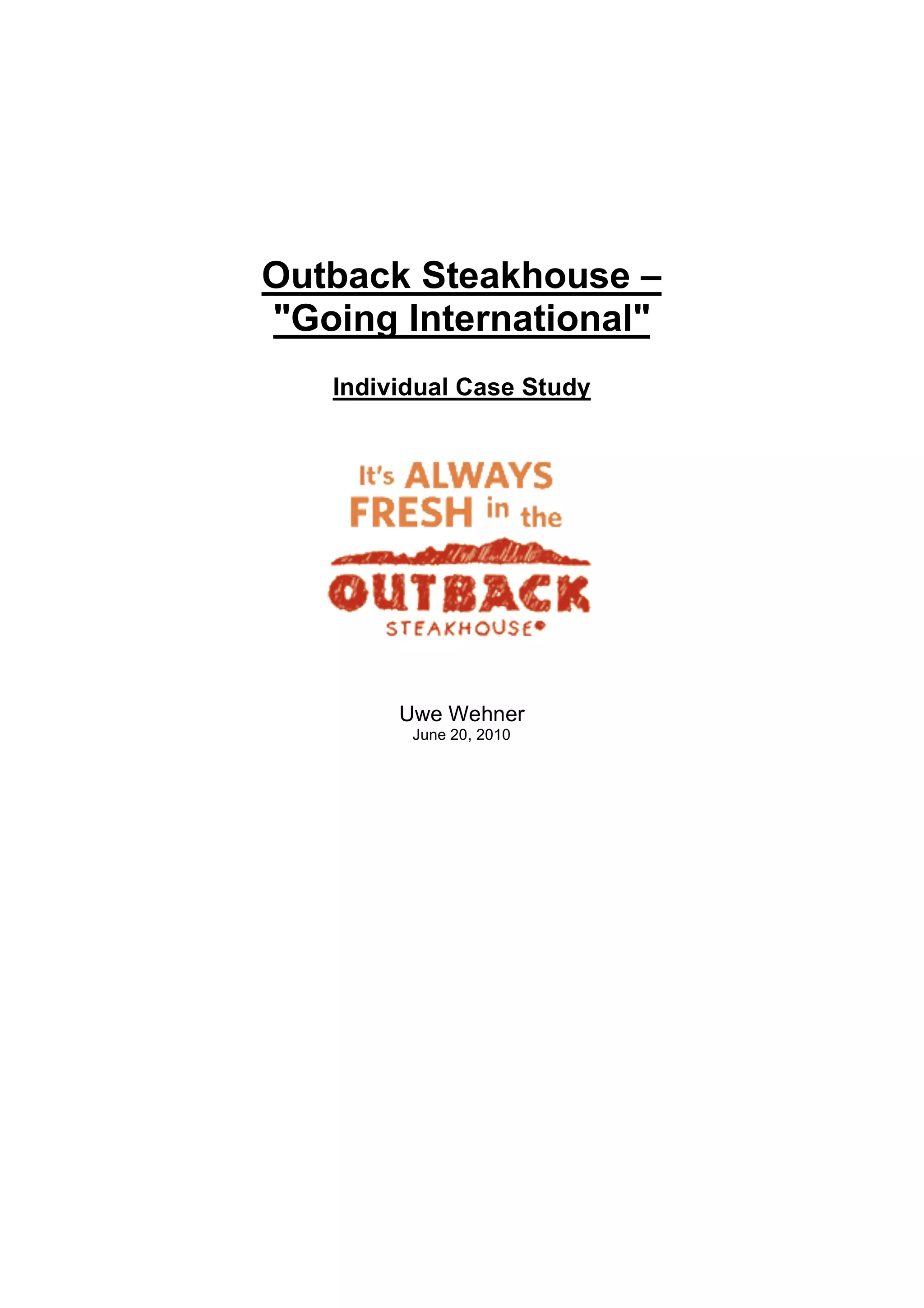 Outback Steakhouse - Case Study | PDF