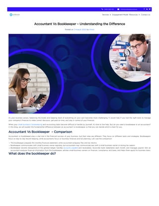Accountant Vs Bookkeeper – Understanding the Difference | PDF