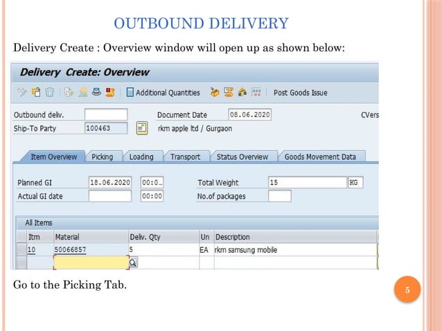 OUTBOUND DELIVERY sales and. Distribution.pptx