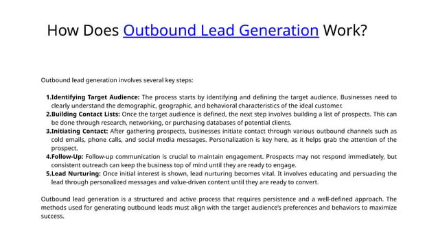 Outbound Lead Generation: A Key Strategy for Business Growth | PPT