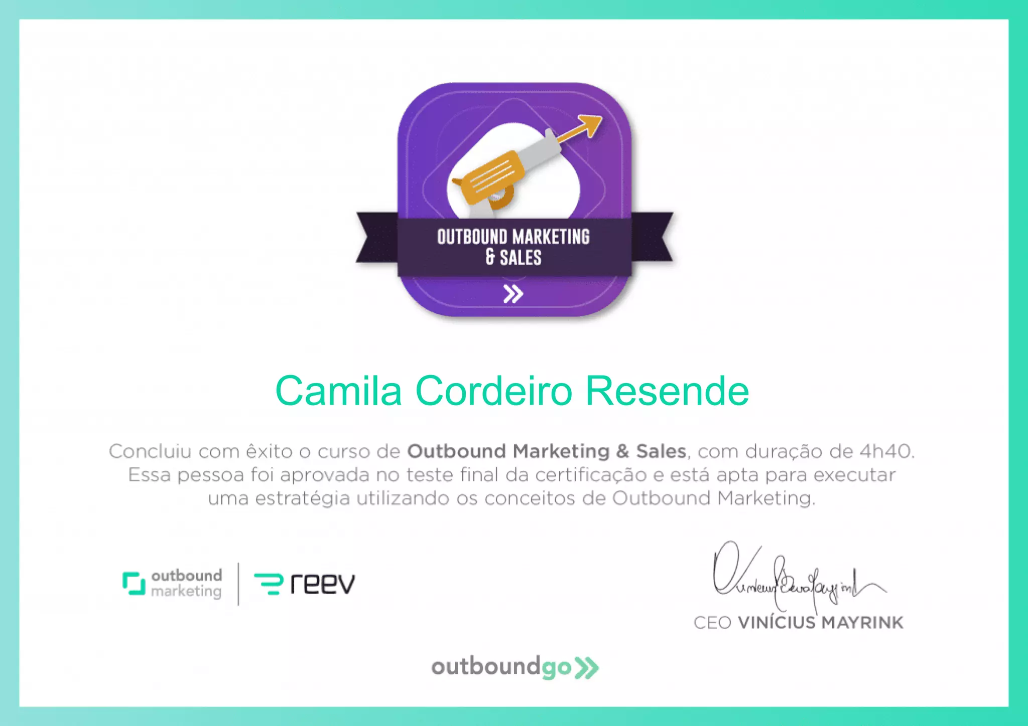 Outbound marketing - Certificado Camila Resende | PDF