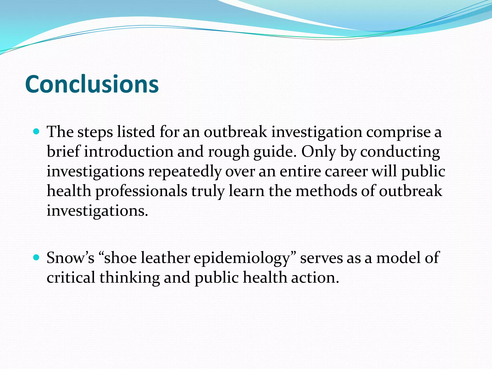 Outbreak investigation | PPT