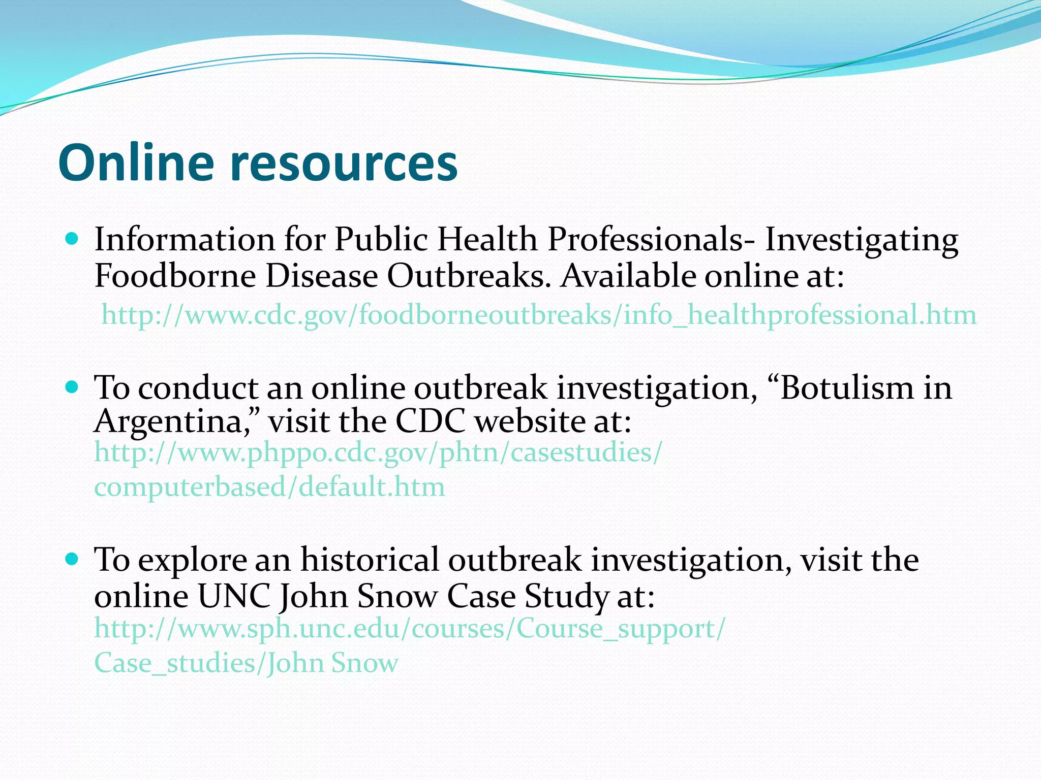 Outbreak investigation | PPT