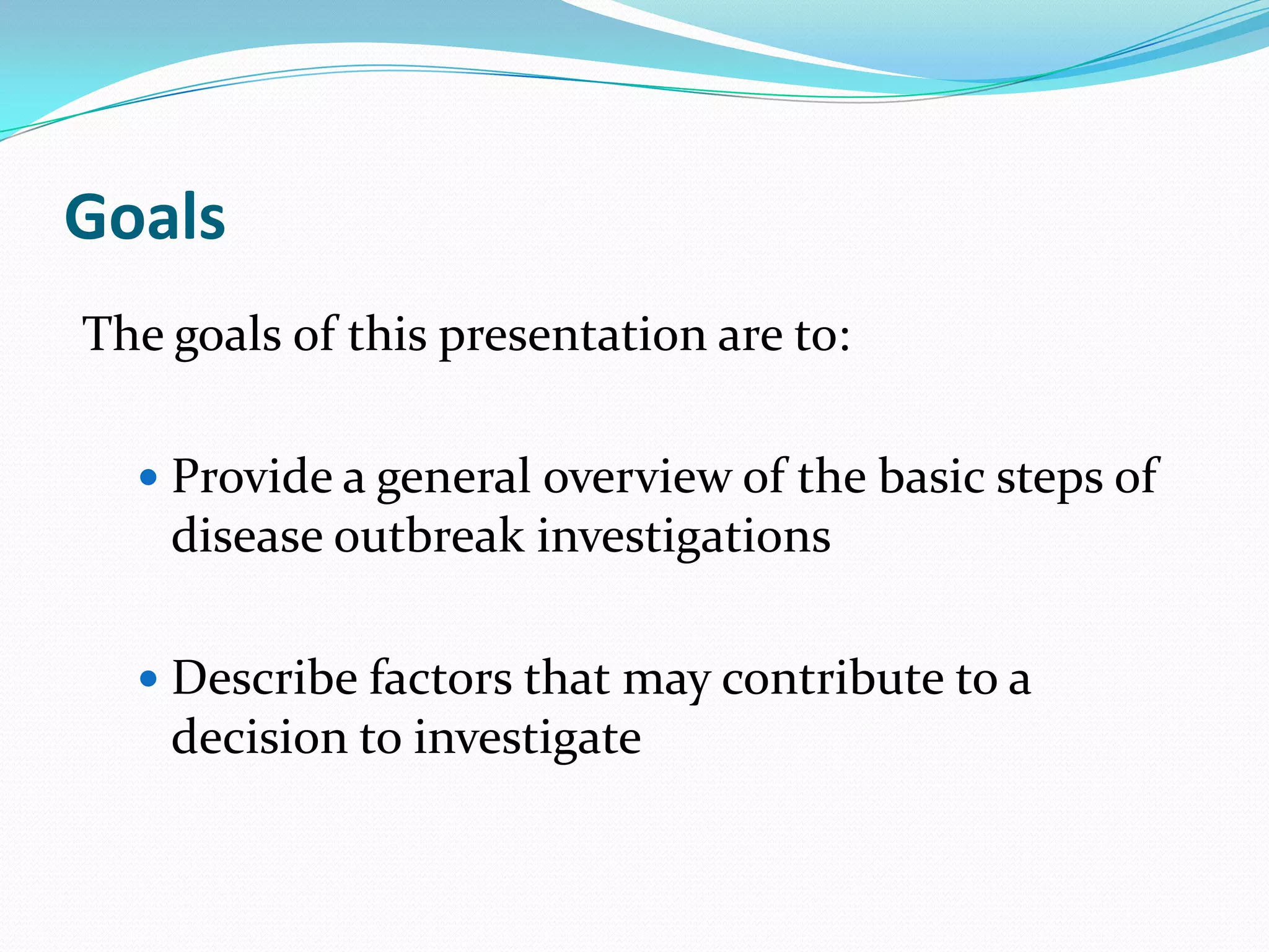 Outbreak investigation | PPT