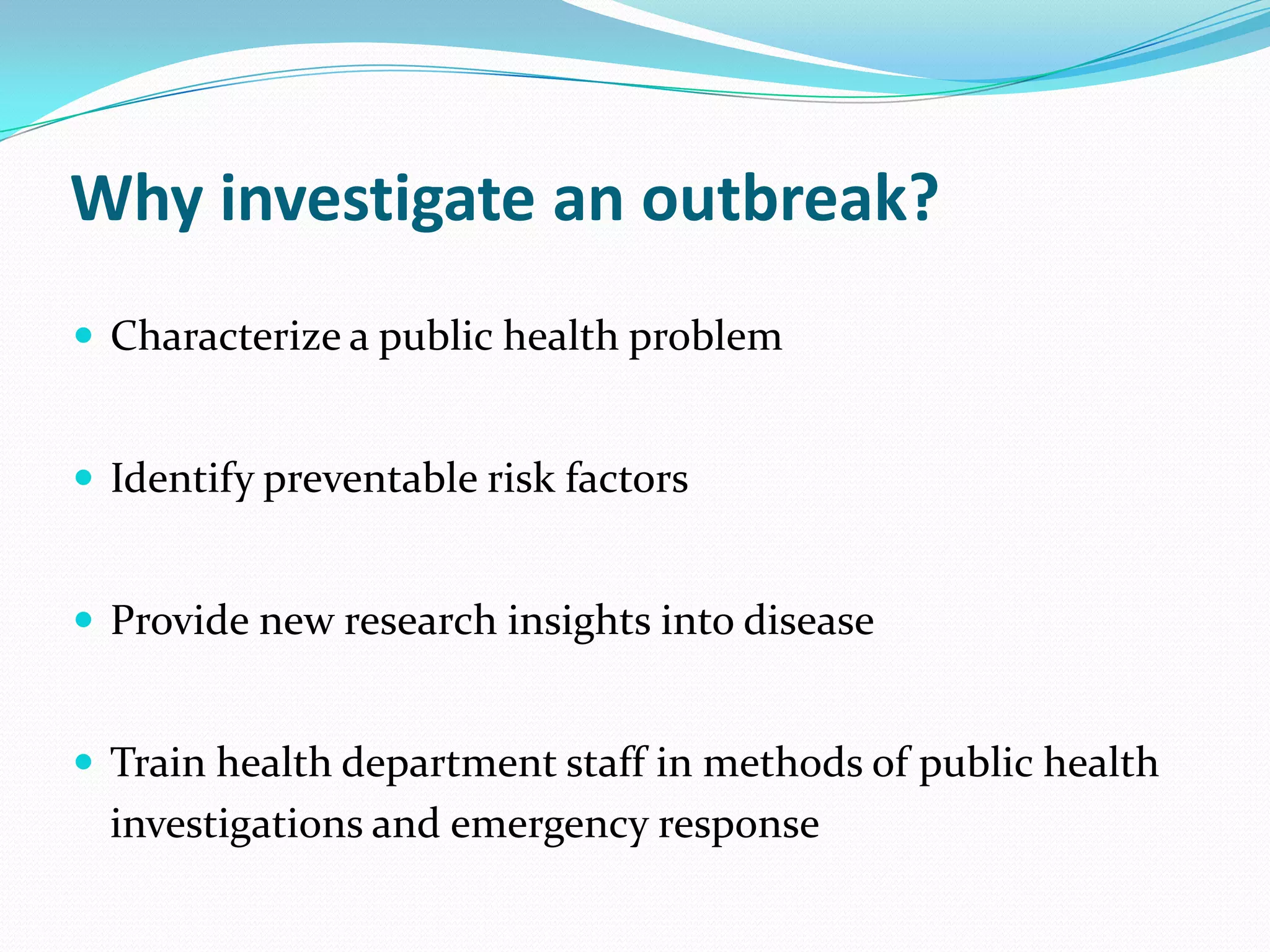 Outbreak investigation | PPT