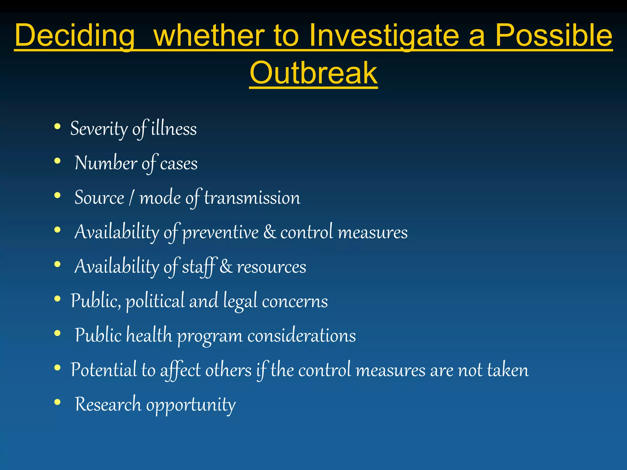 Outbreak investigation | PPTX
