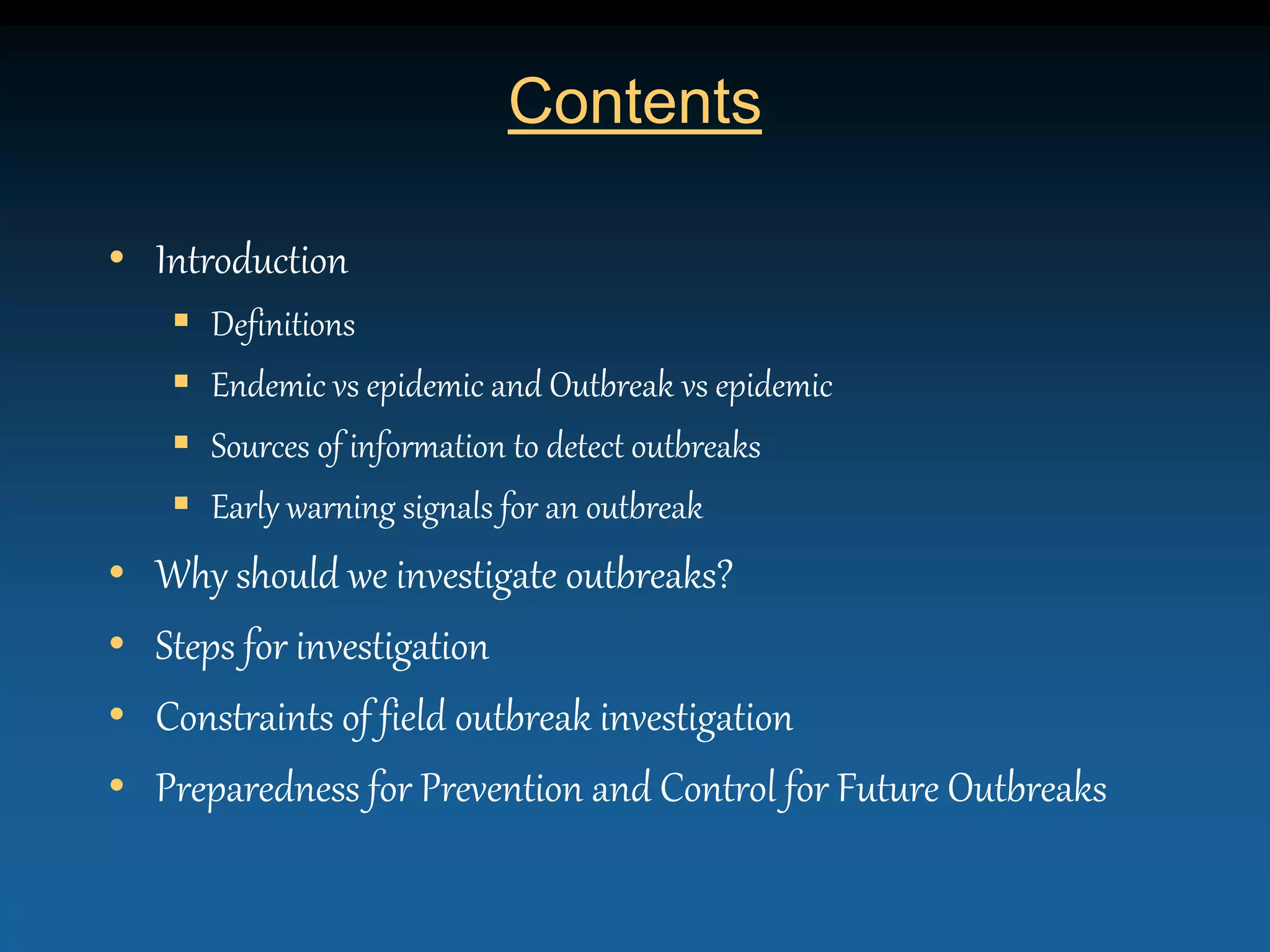 Outbreak investigation | PPTX