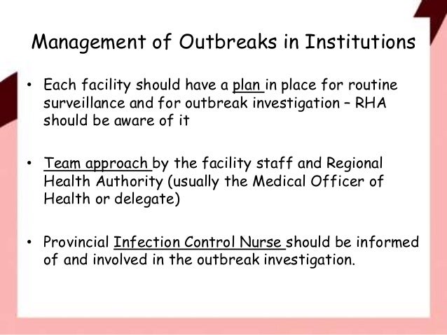 Outbreak – investigation & management