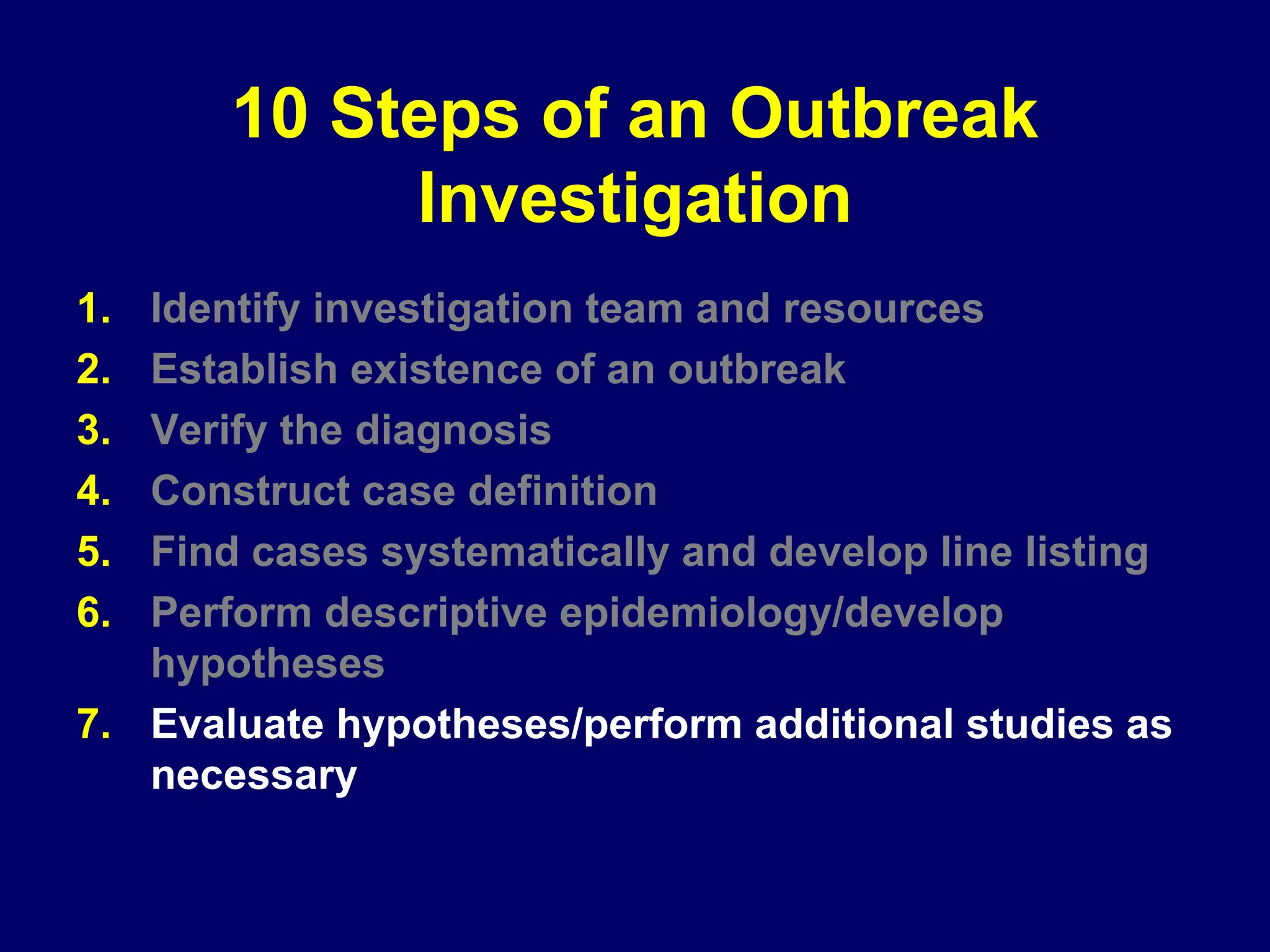 Outbreak investigation steps | PDF