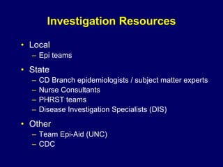 Outbreak investigation steps | PDF