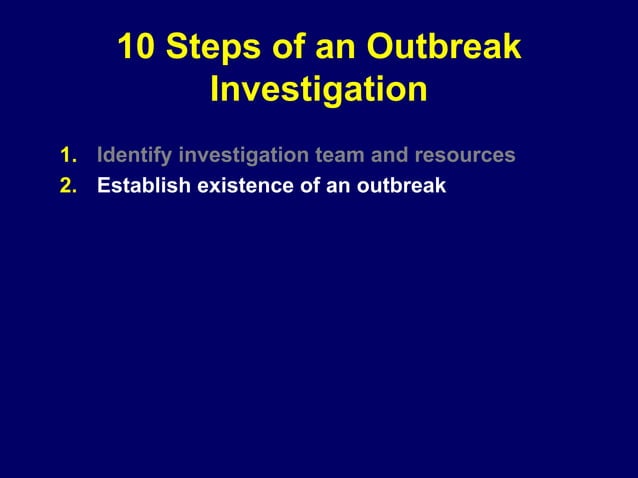 Outbreak investigation steps | PDF | Infectious Diseases | Diseases and ...