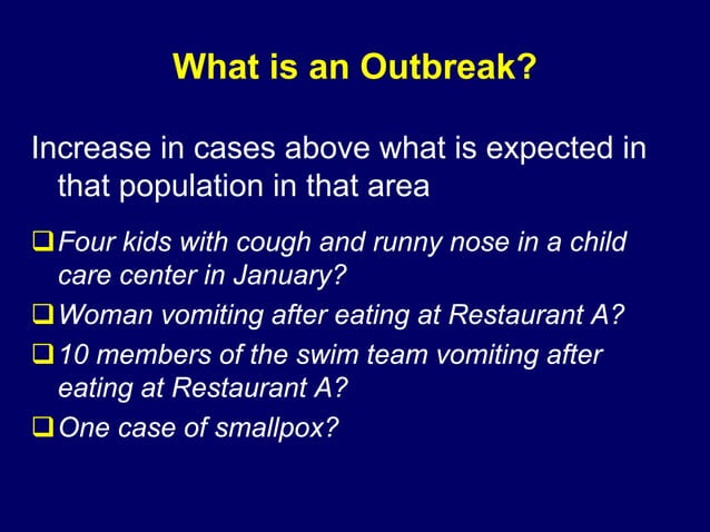 Outbreak investigation steps | PDF | Infectious Diseases | Diseases and ...