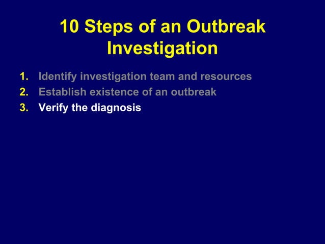 Outbreak investigation steps | PDF | Infectious Diseases | Diseases and ...