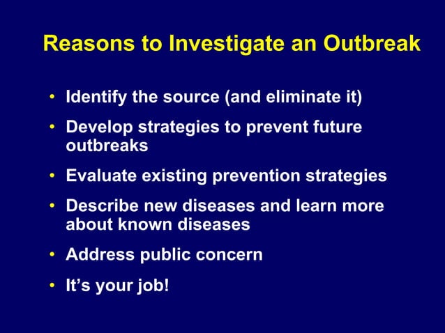Outbreak investigation steps | PDF | Infectious Diseases | Diseases and ...
