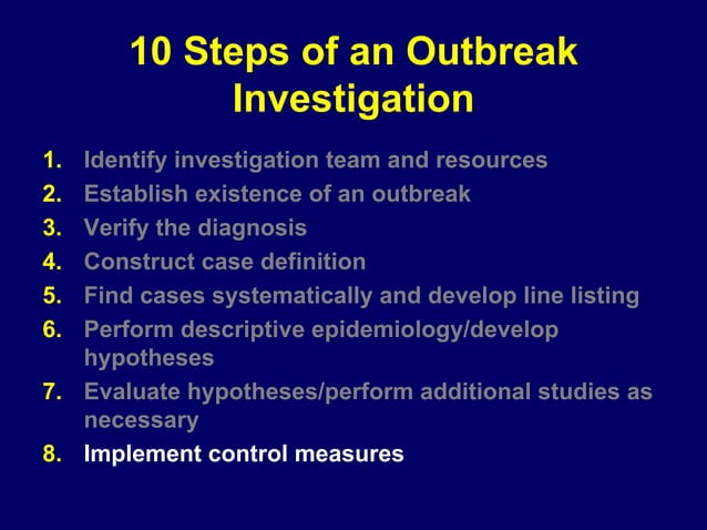 Outbreak investigation steps | PDF | Infectious Diseases | Diseases and ...