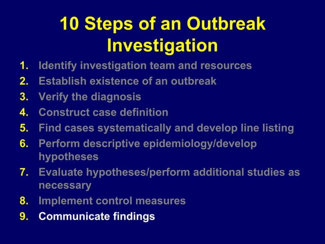 Outbreak investigation steps | PDF | Infectious Diseases | Diseases and ...