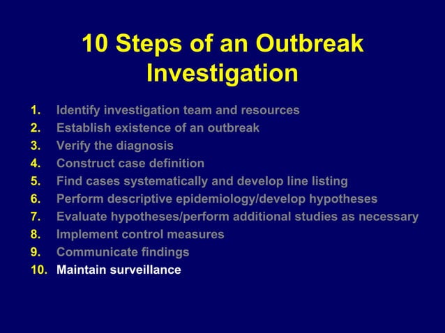 Outbreak investigation steps | PDF | Infectious Diseases | Diseases and ...