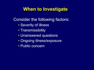 Outbreak investigation steps | PDF