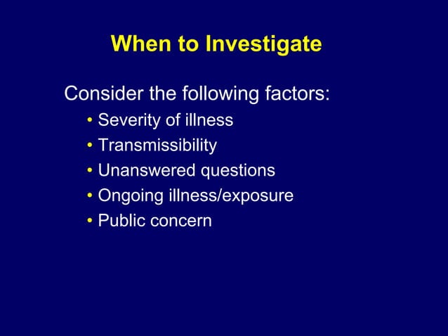 Outbreak investigation steps | PDF | Infectious Diseases | Diseases and ...