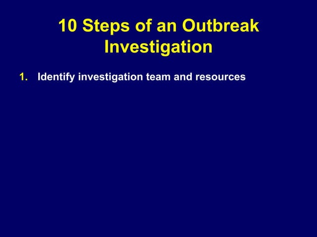 Outbreak investigation steps | PDF | Infectious Diseases | Diseases and ...